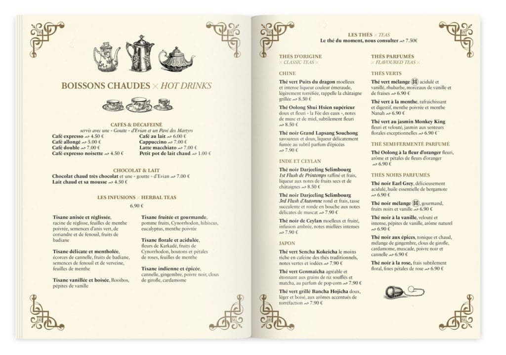 Menu raffiné pour le salon de thé des Tuileries de Sébastien Gaudard